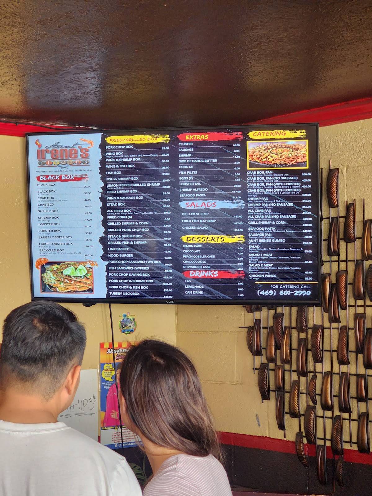 Menu at Aunt Irene Kitchen restaurant, Dallas, S Malcolm X Blvd