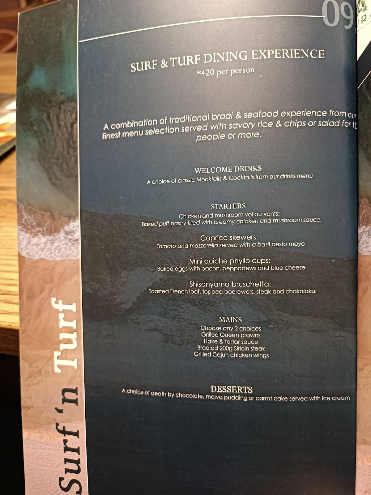 Menu at Aura on Margate Beach restaurant, Margate