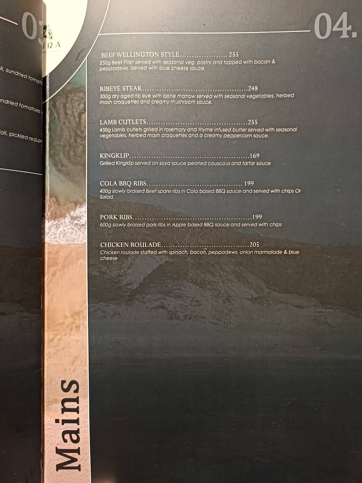 Menu at Aura on Margate Beach restaurant, Margate