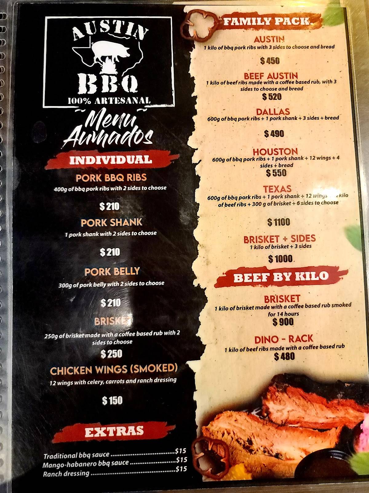 Carta de Austin BBQ, Mazatlán