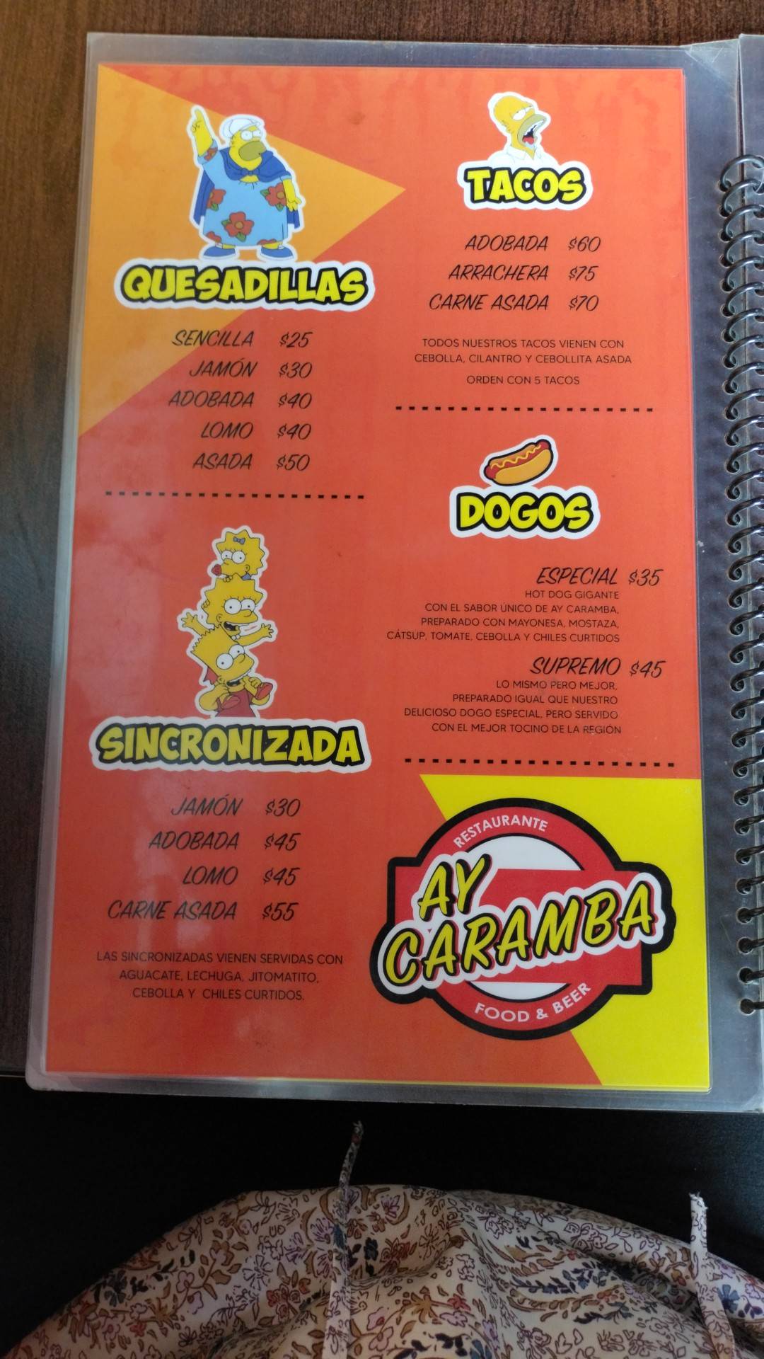 Carta del restaurante Ay caramba Food & Beer, Zacatecas, Torreón 623