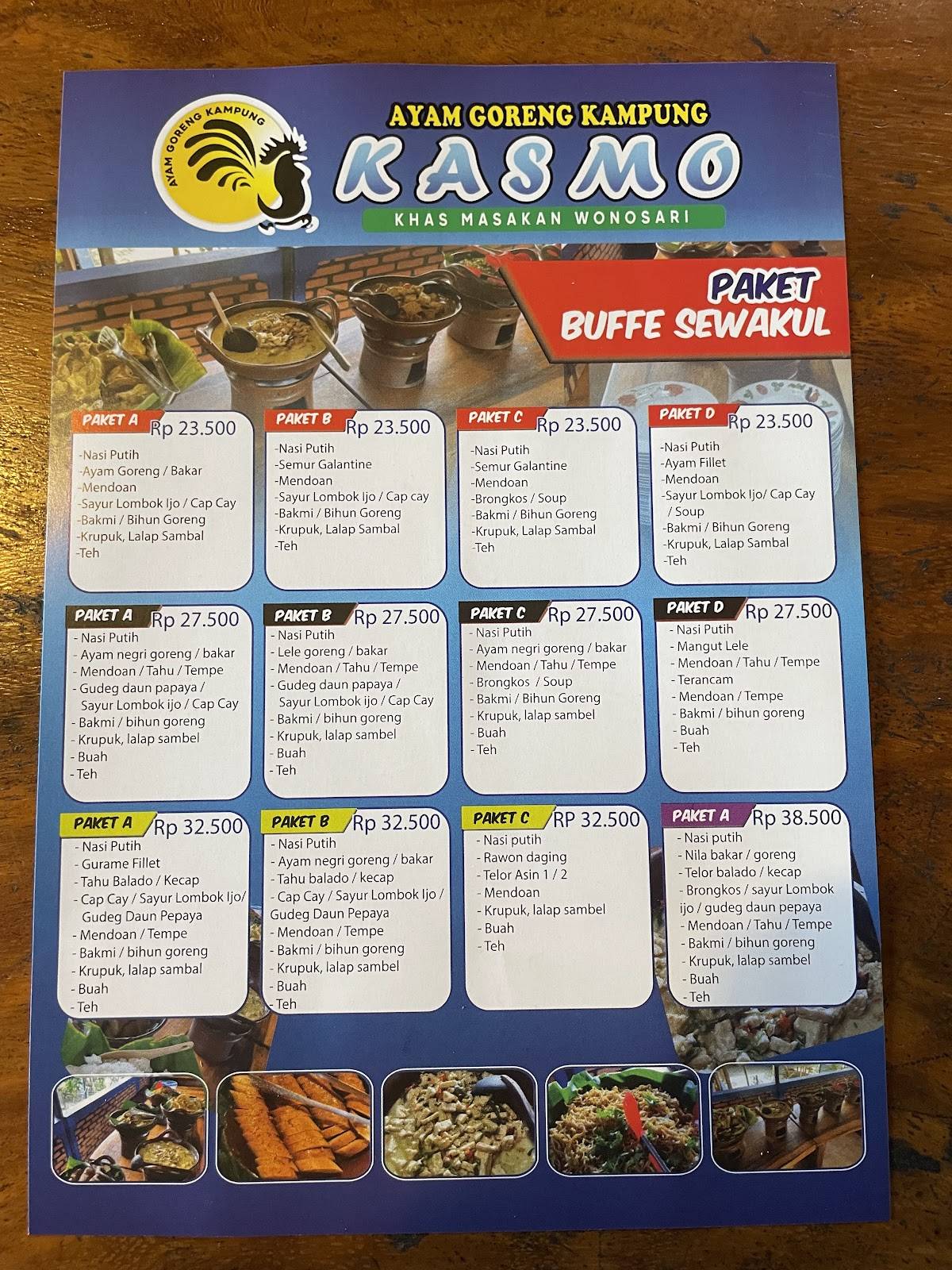 Carta del restaurante Ayam Goreng Kampung Kasmo, Tamanmartani, 6FG3+QWF