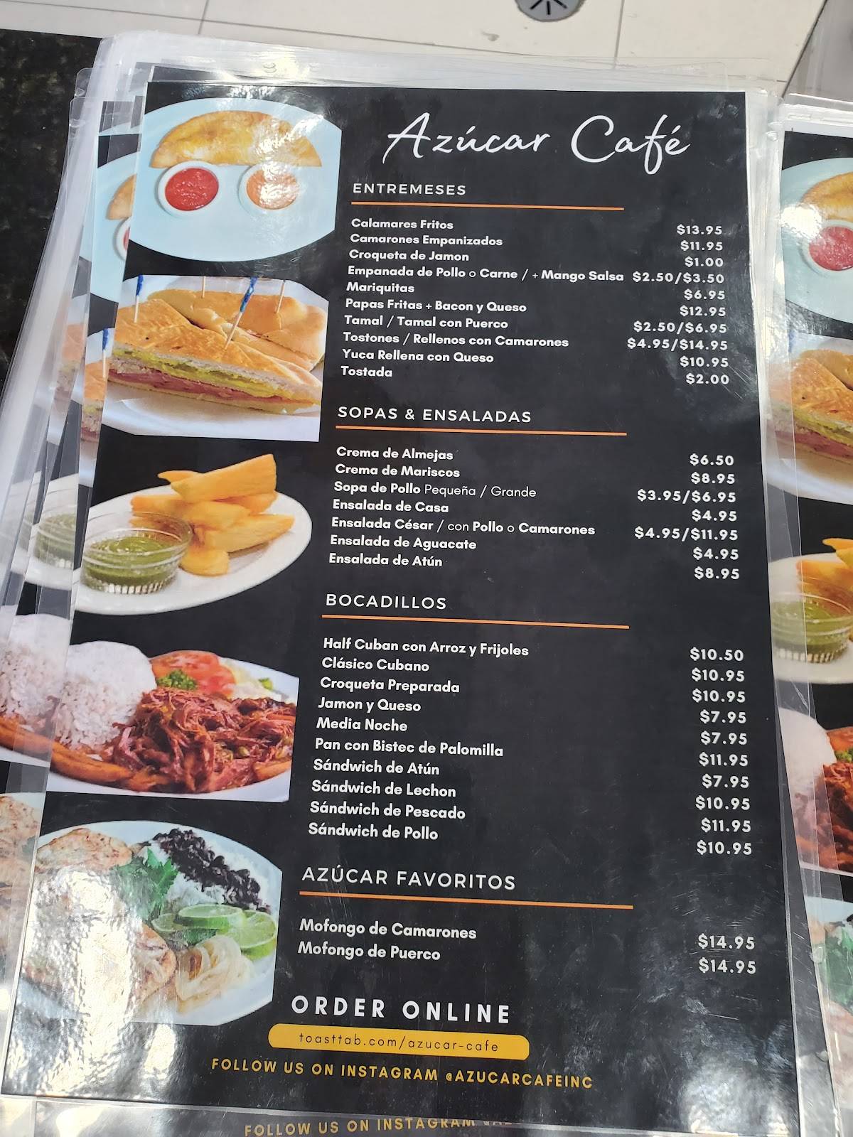 Menu at Azucar Cafe Restaurant, Lehigh Acres
