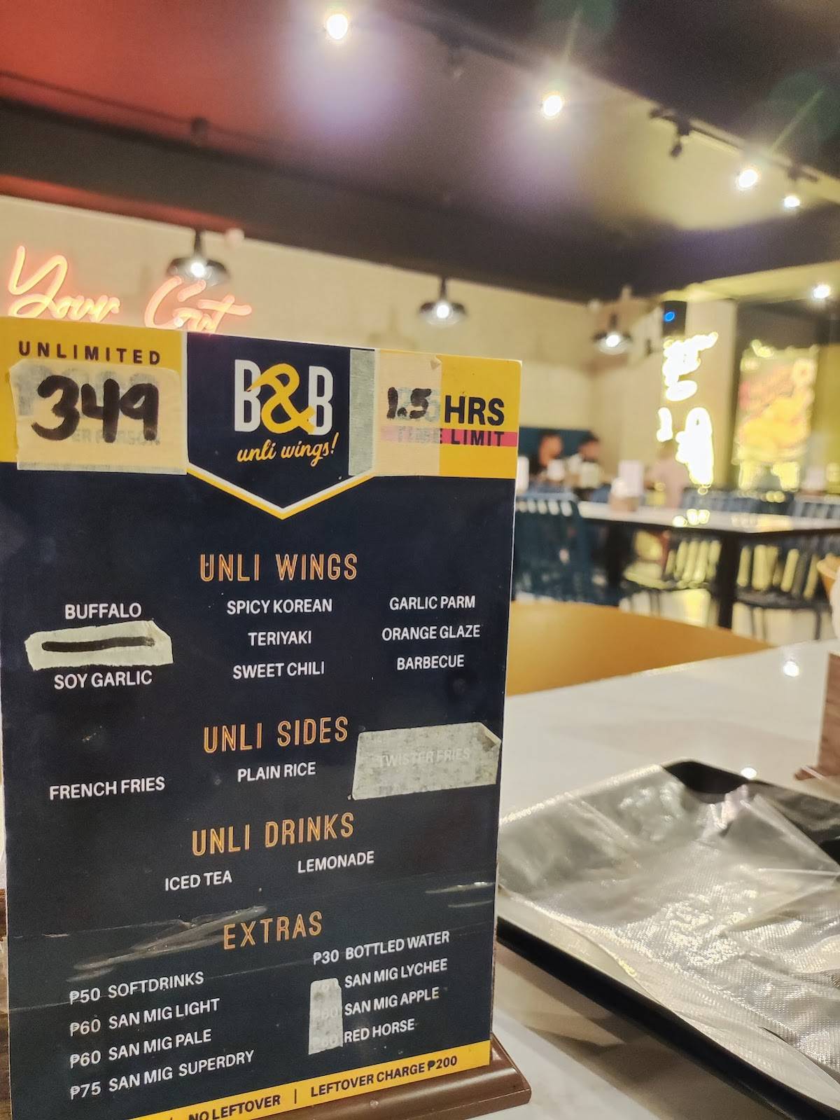 Menu at B&B Unli Wings! restaurant, Quezon City
