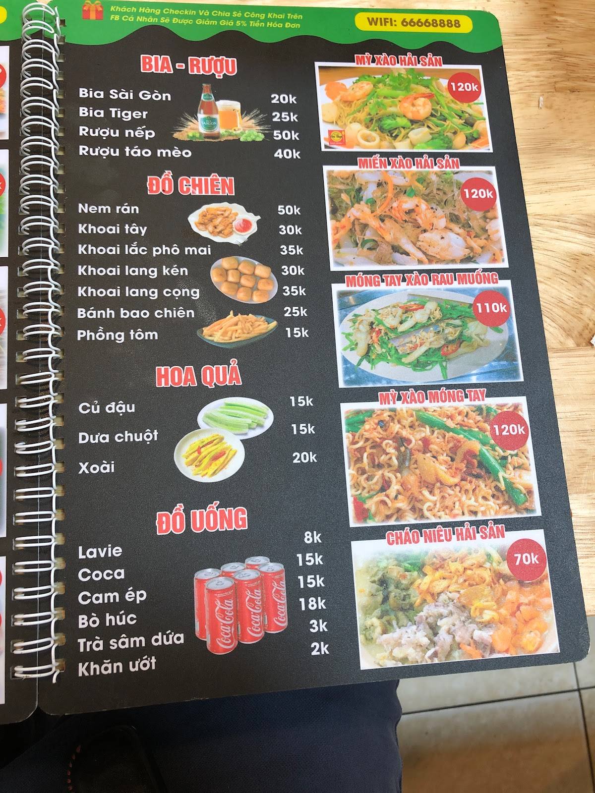 Menu at Bông Ốc Hải Phòng restaurant, Hanoi, 44 Ng. 42 P. Sài Đồng