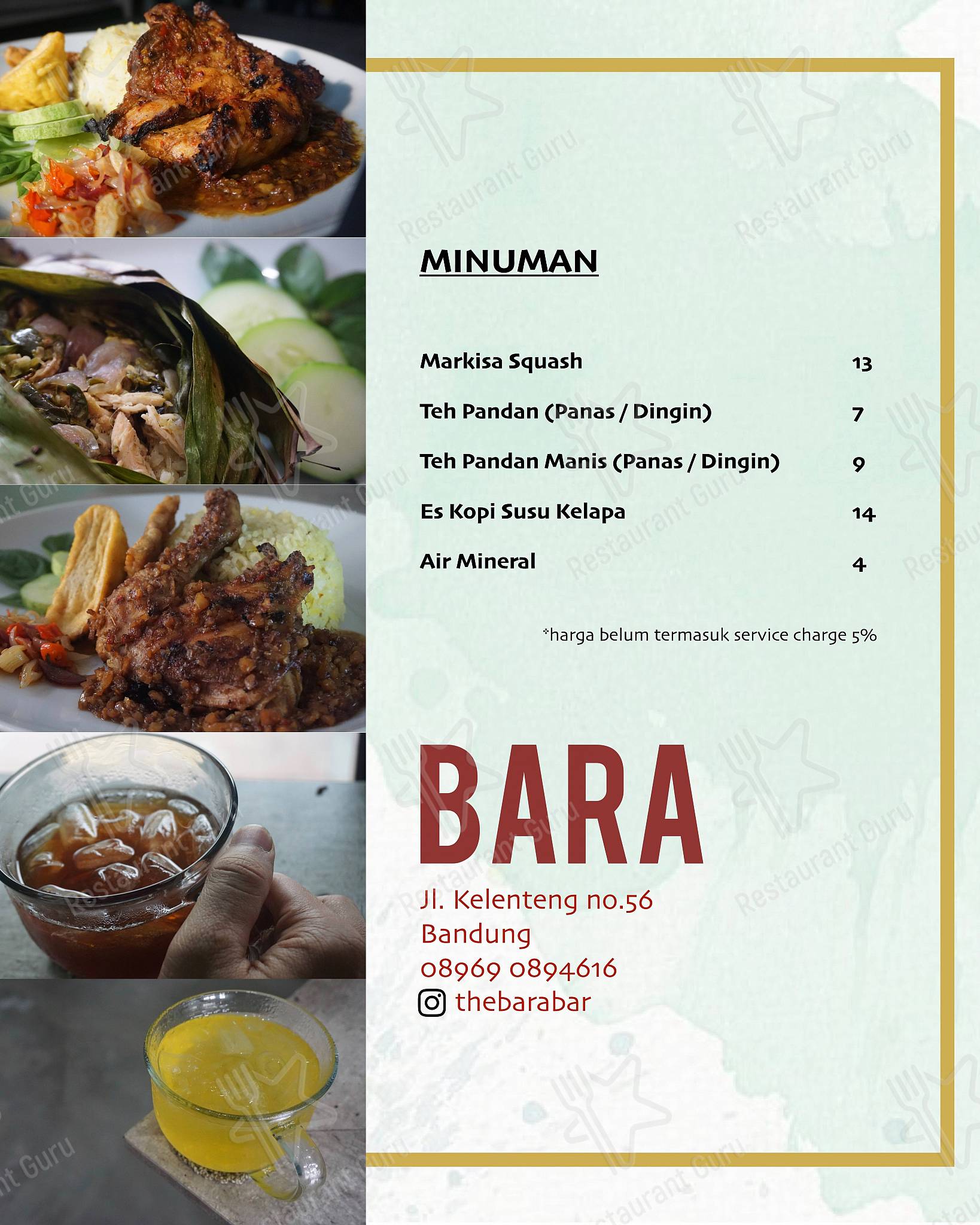 Carta de BARA Ayam Bakar Rempah, Bandung