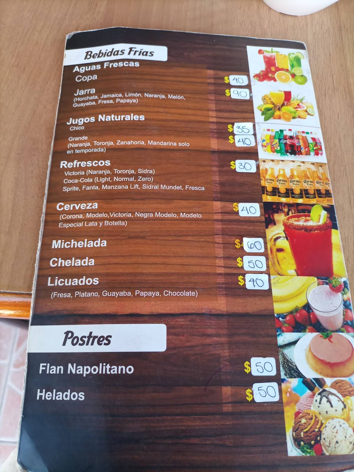 Menu at BARBACOA EL GÜERO, Palmillas