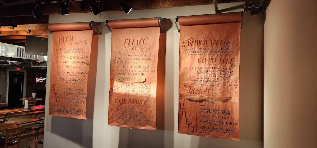 Menu at Bashful Bandit Barbecue, Tucson