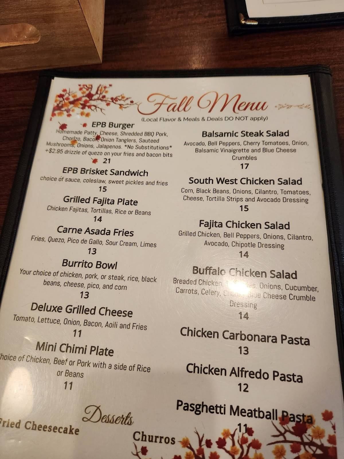 Menu at El Pig’s Butt Bar-B-Q, Kewaskum