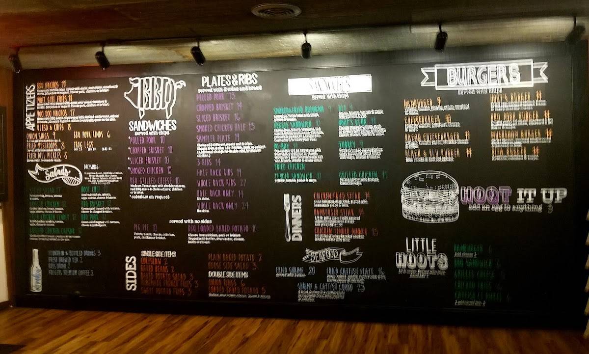 Menu at Hoot's BBQ & Steaks, McGehee