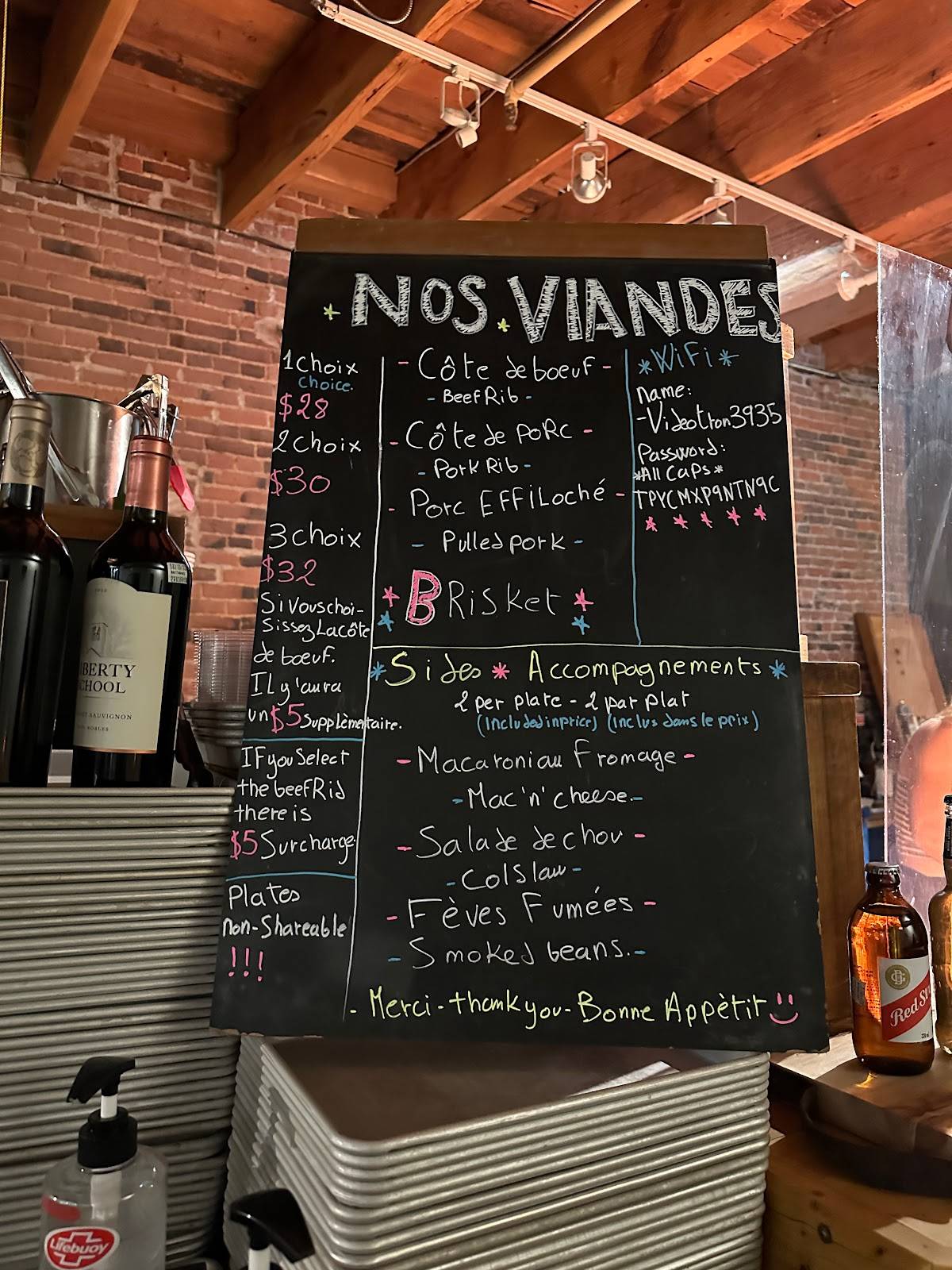 Menu at Lattuca Barbecue, Montréal