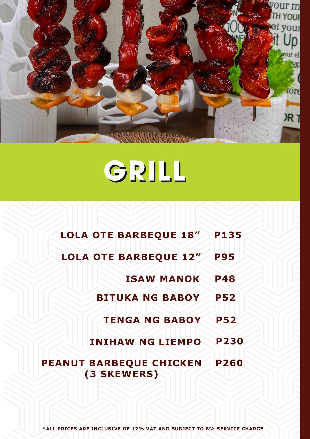 Menu at Lola Ote Restaurant, Quezon City, 24 Sgt. Esguerra Ave