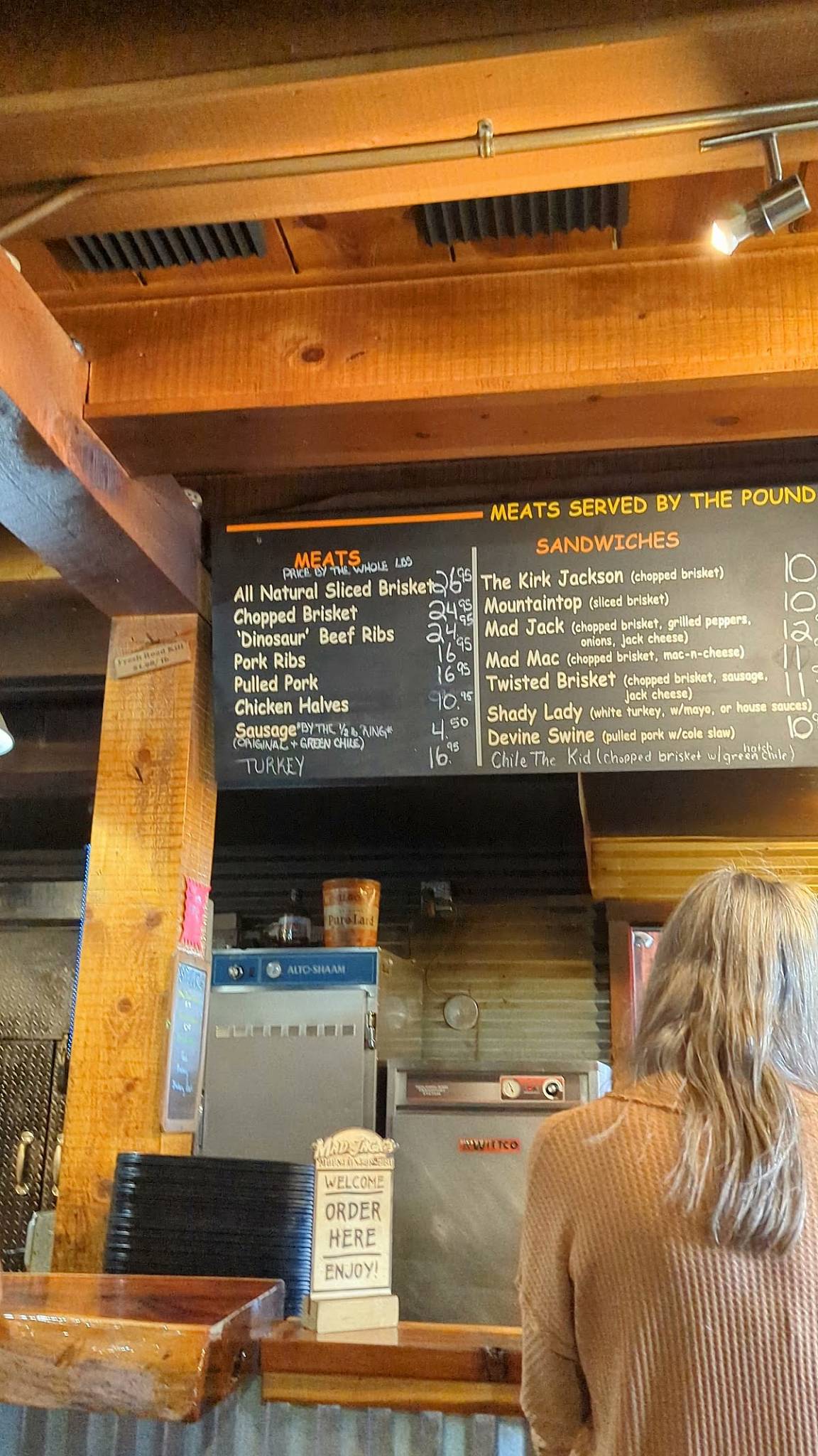 Menu at Mad Jack's Mountaintop Barbecue, Cloudcroft