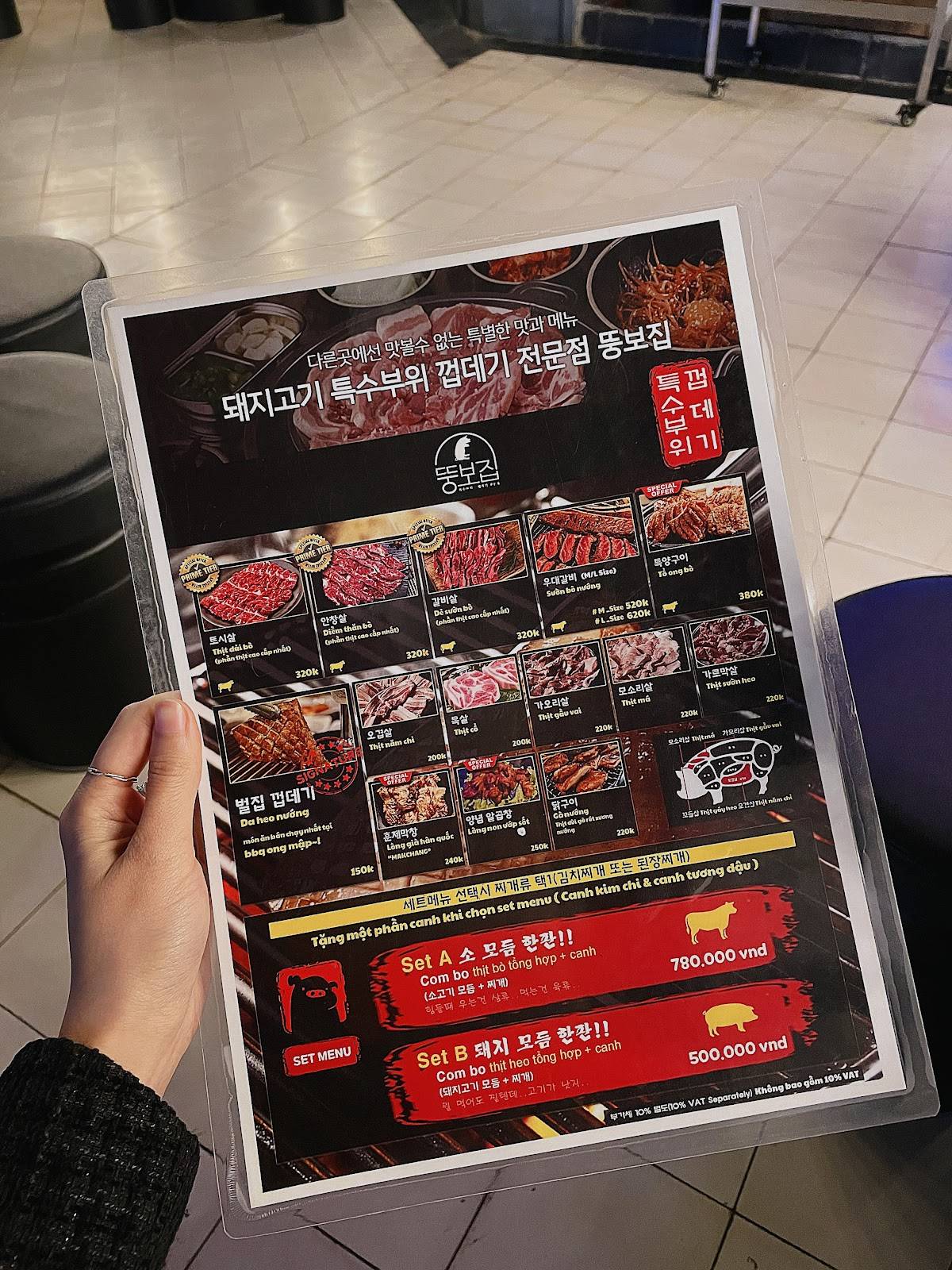 Menu at BBQ Ông Mập Láng Hạ, Hanoi