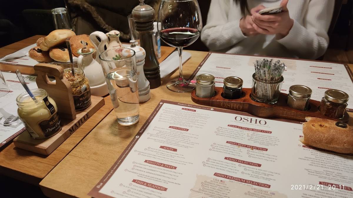 Menu at Osho, Bucharest