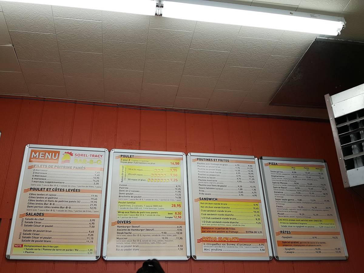 Menu au Sorel-Tracy Bar-B-Q Inc, Sorel-Tracy, 306 Route Marie Victorin