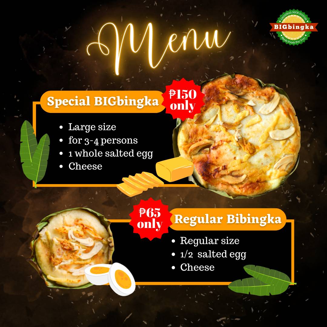 Menu at BIGbingka - San Simon, San Simon