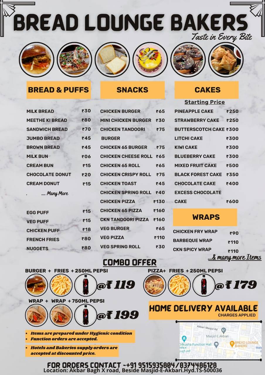 Menu at BREAD LOUNGE BAKERS, Hyderabad