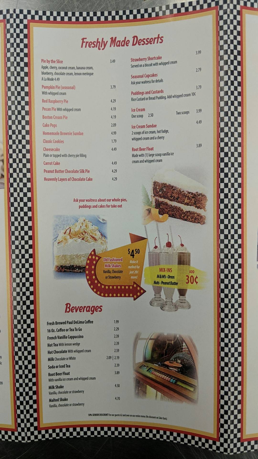 Menu at B'Ville Diner restaurant, Baldwinsville