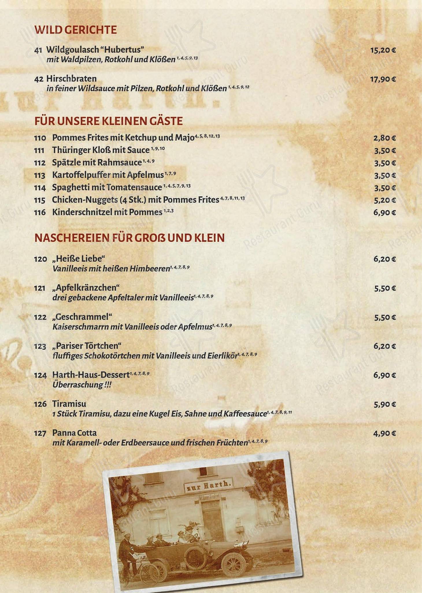 Speisekarte von Restaurant Harth-Haus, Bad Langensalza