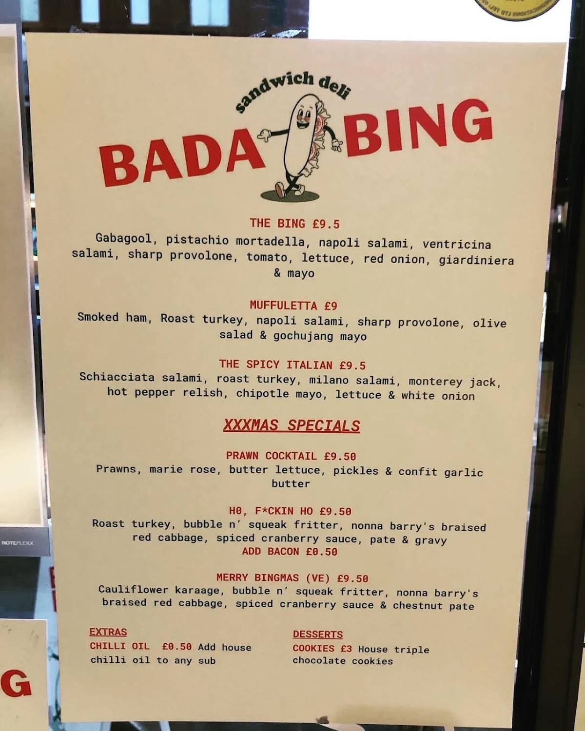 Bada bing menu store