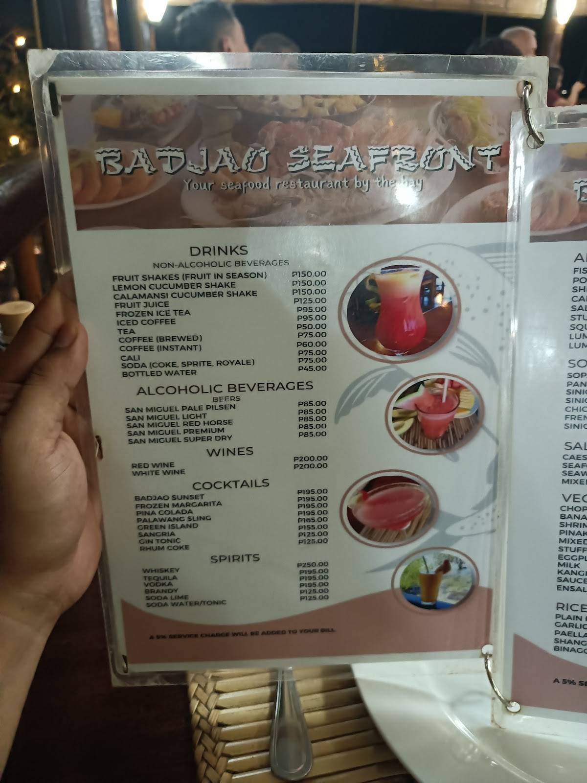 Menu at Badjao Seafront Restaurant, Puerto Princesa, PPHX+4V5