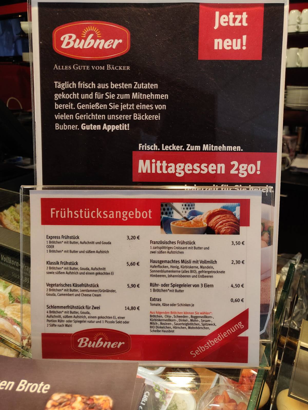 Speisekarte von Bäckerei Bubner, Bad Liebenwerda