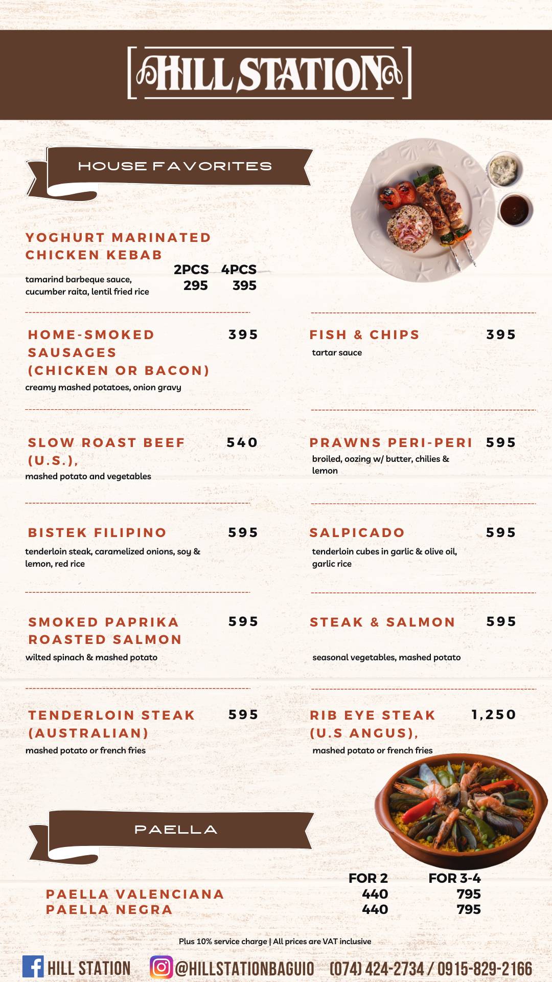 Menu at Hill Station restaurant, Baguio, Casa Vallejo