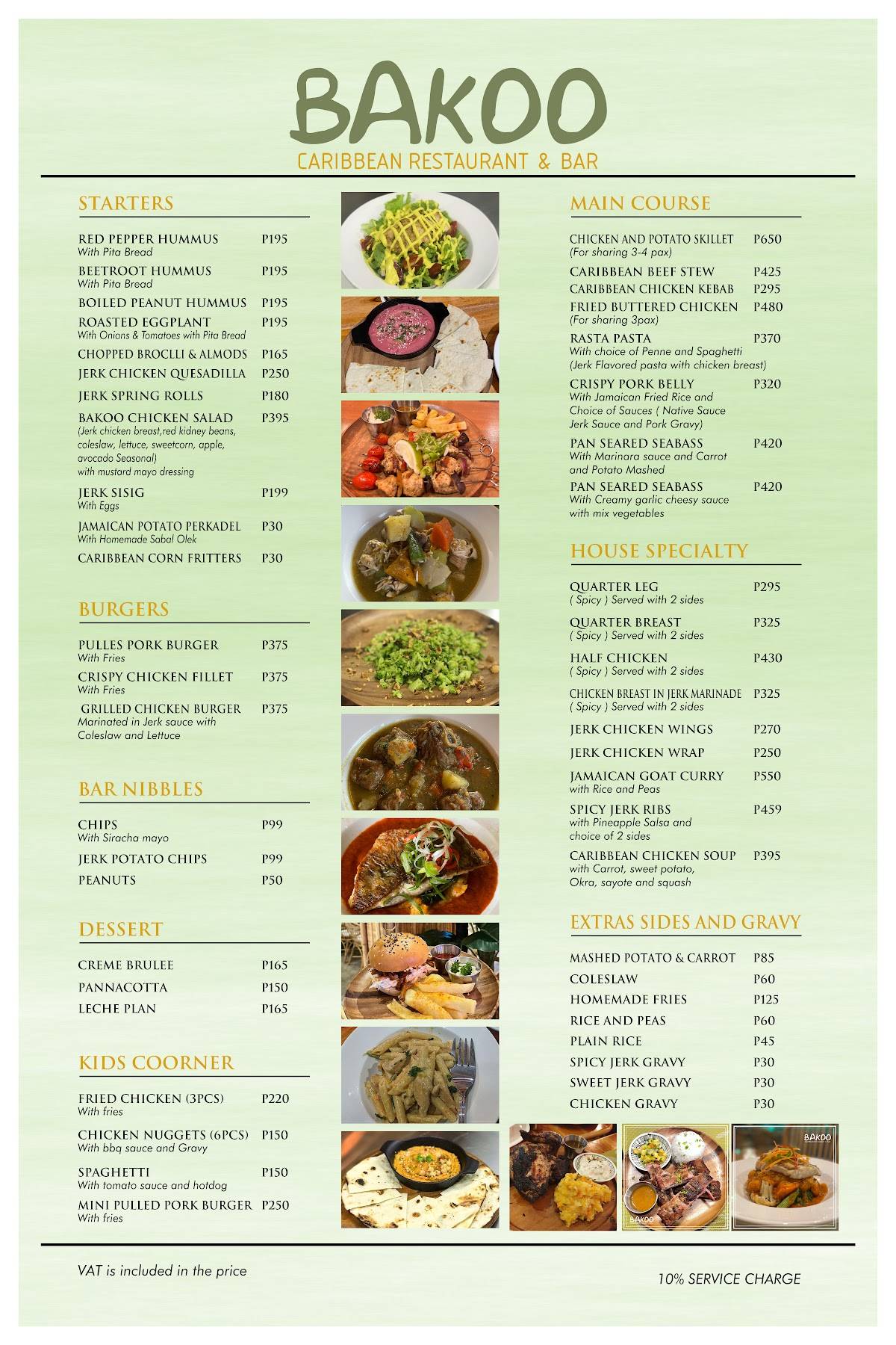 Menu at Bakoo Caribbean Restobar, Lapu-Lapu City