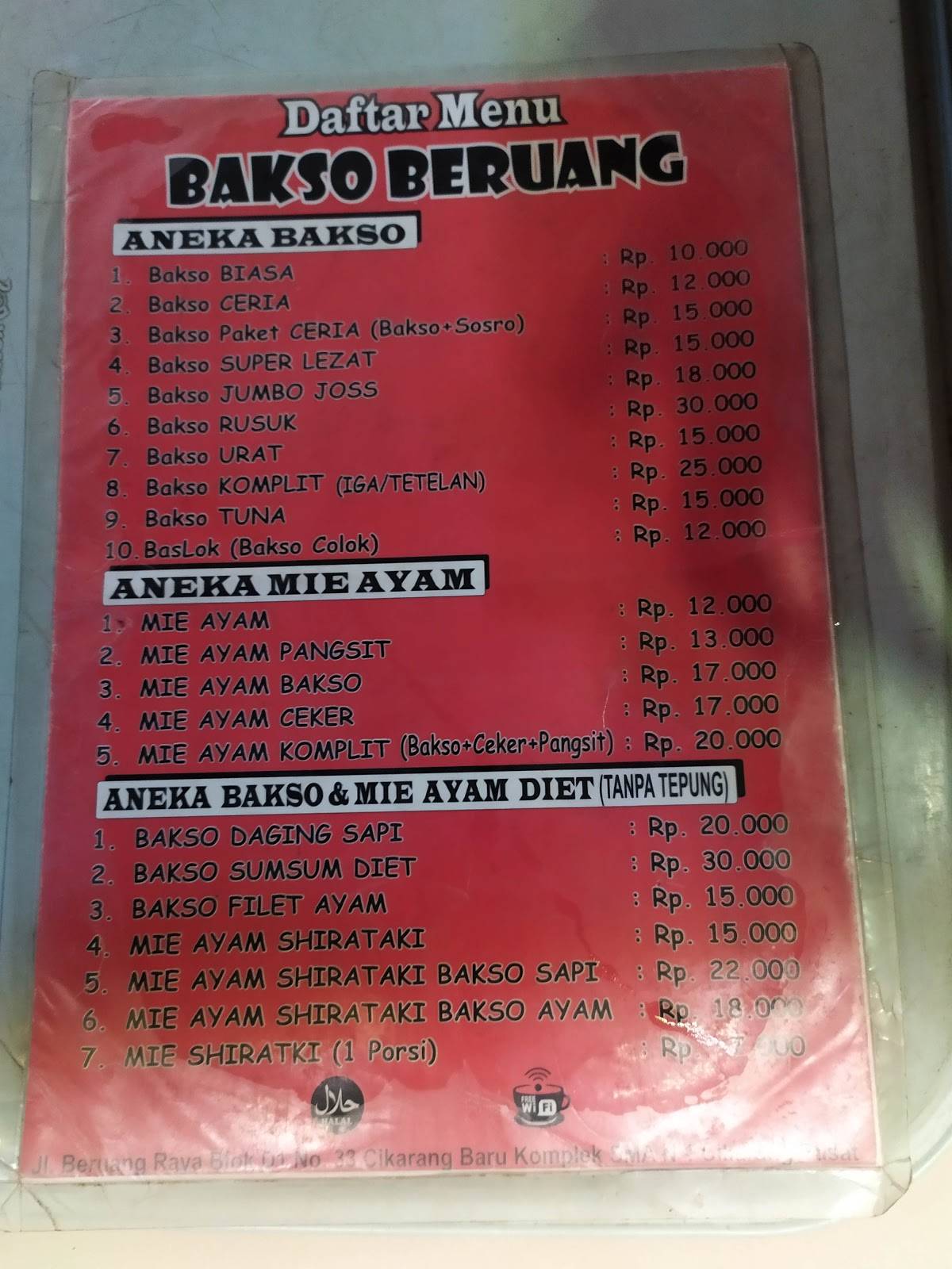 Carta del restaurante Bakso Om Baso Queen Resto, Bekasi