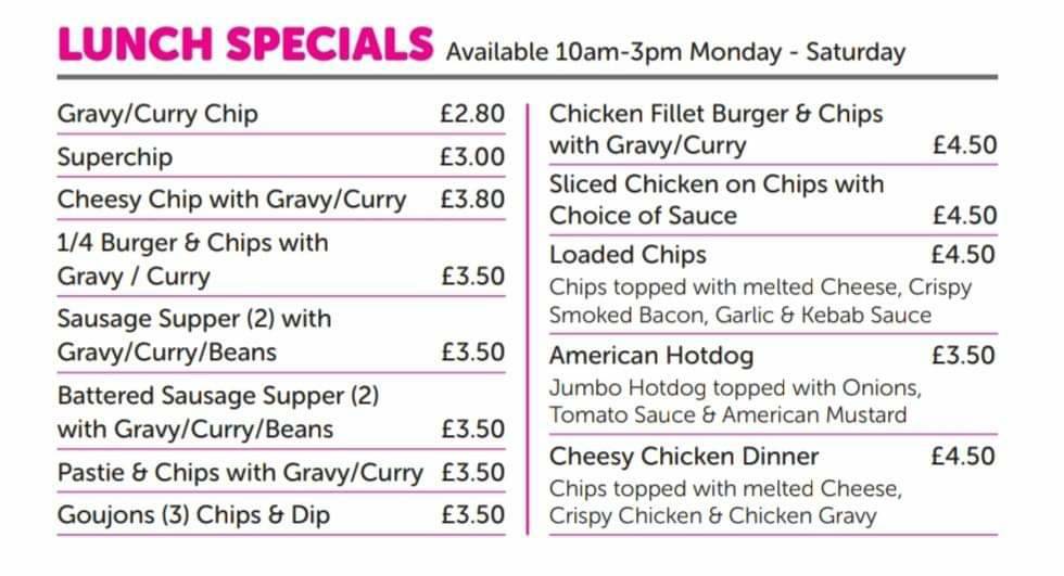 Menu at Molly Malones fast food, Ballymena, 2 Old Crebilly Rd