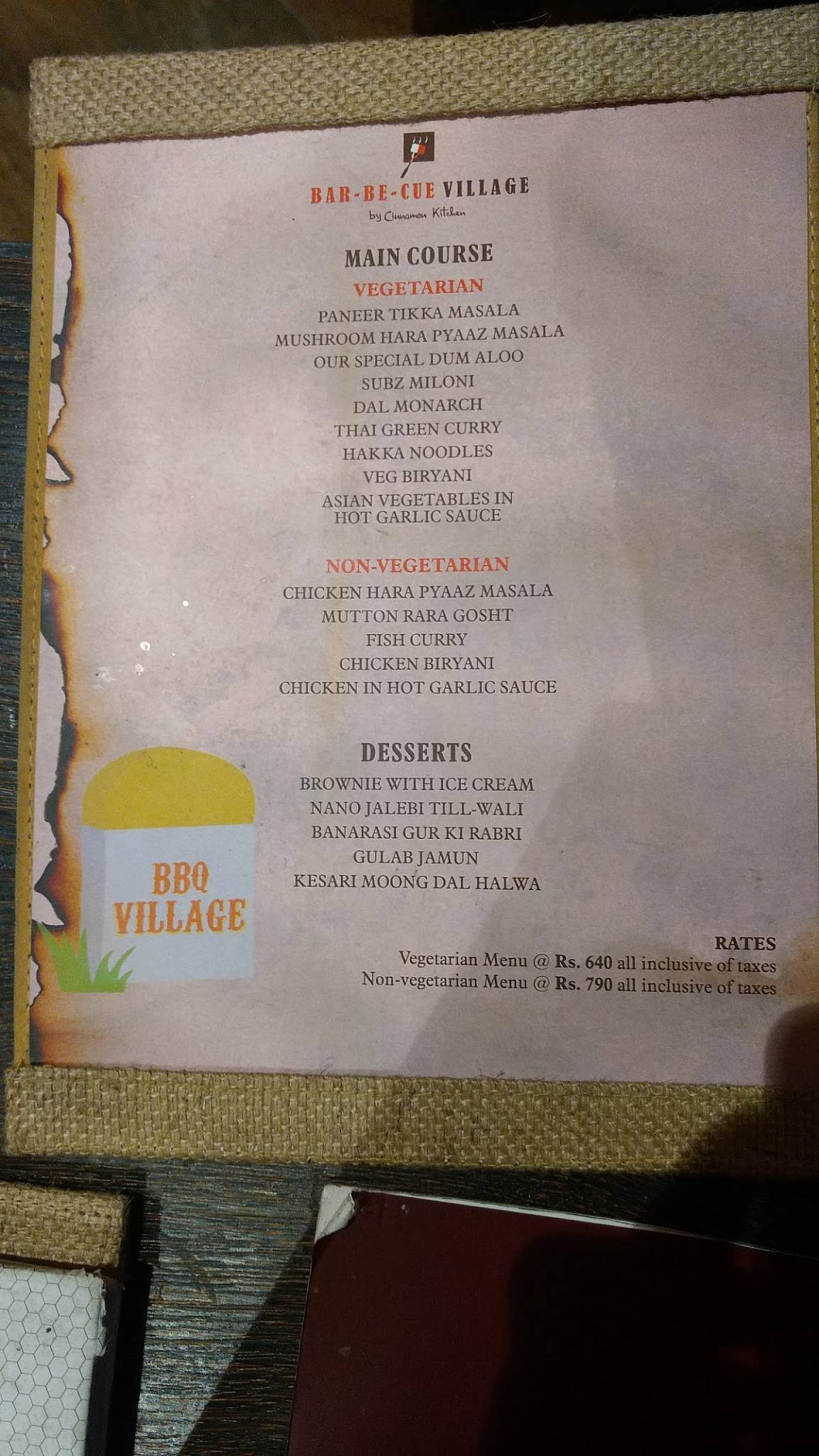 Menu at Bar-Be-Cue Village, Ghaziabad