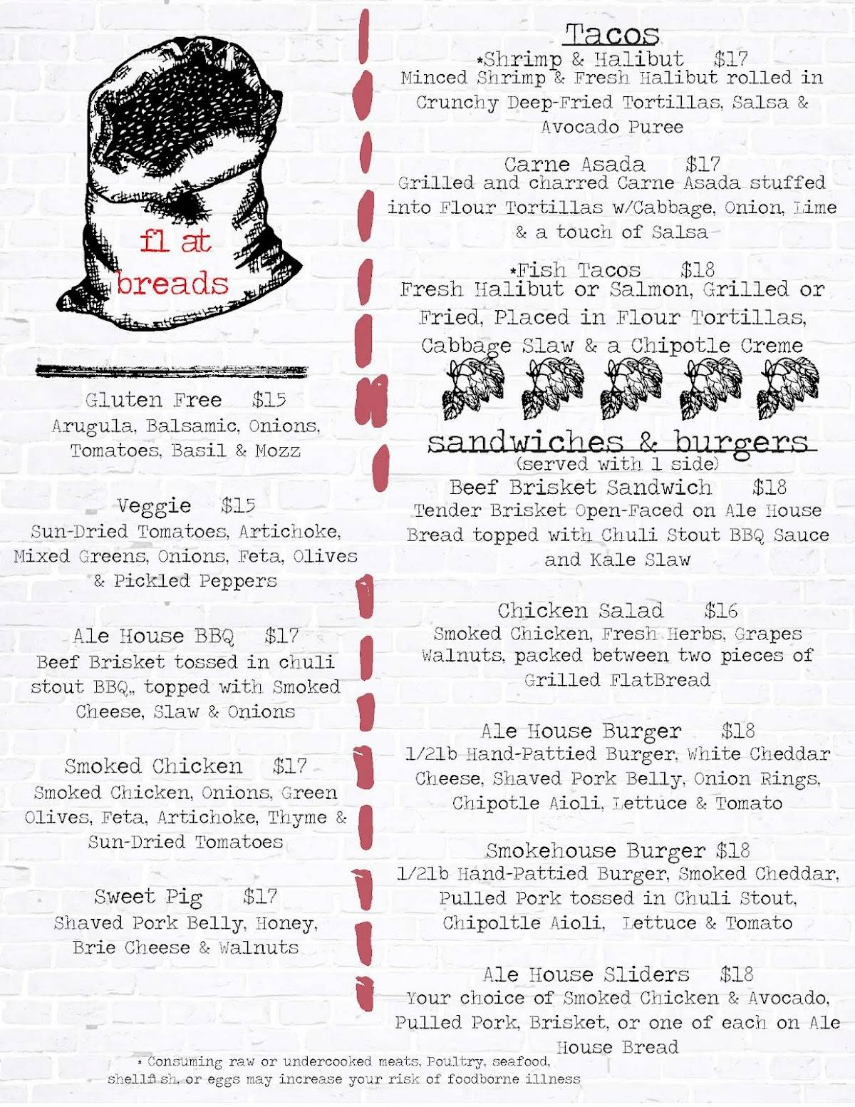 Menu at Bar Harbor Ale House, Ketchikan, Shops at the Cannery