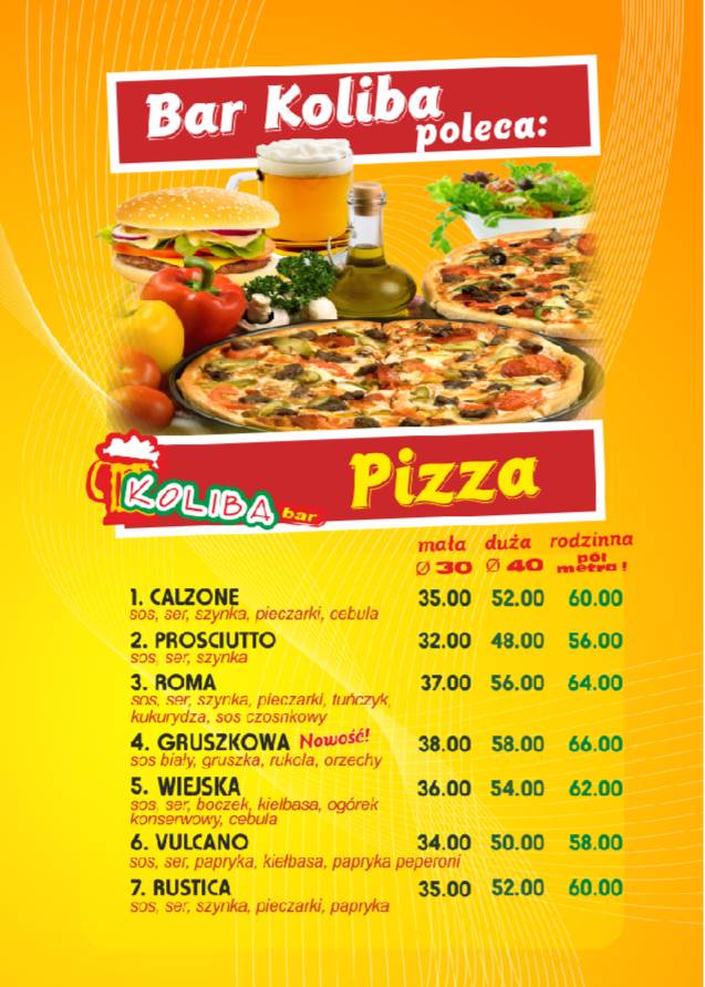 Menu at Bar Koliba, Nysa