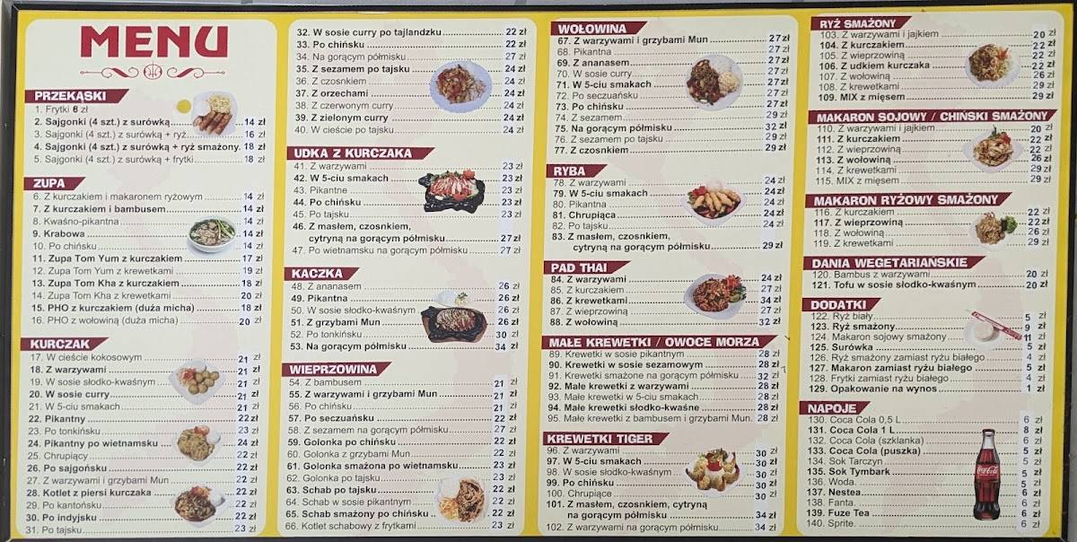 Menu at Bar Orientalny Viet nam, Ożarów Mazowiecki