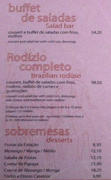 Menu em Barbacoa Itaim, São Paulo, Doutor Renato Paes de Barros