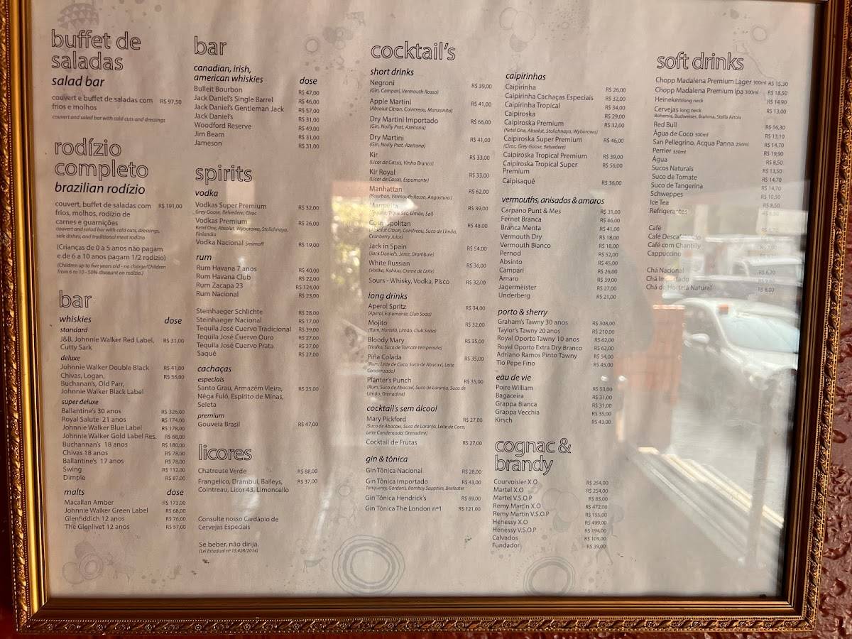 Menu em Barbacoa Itaim, São Paulo, Doutor Renato Paes de Barros