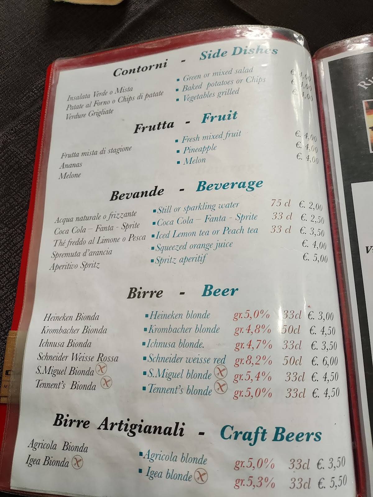 Menu da Ristorante Al Raffaello, Bari