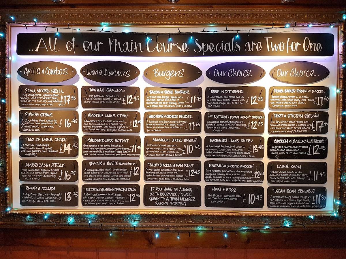 Menu at Barn Owl, Quedgeley