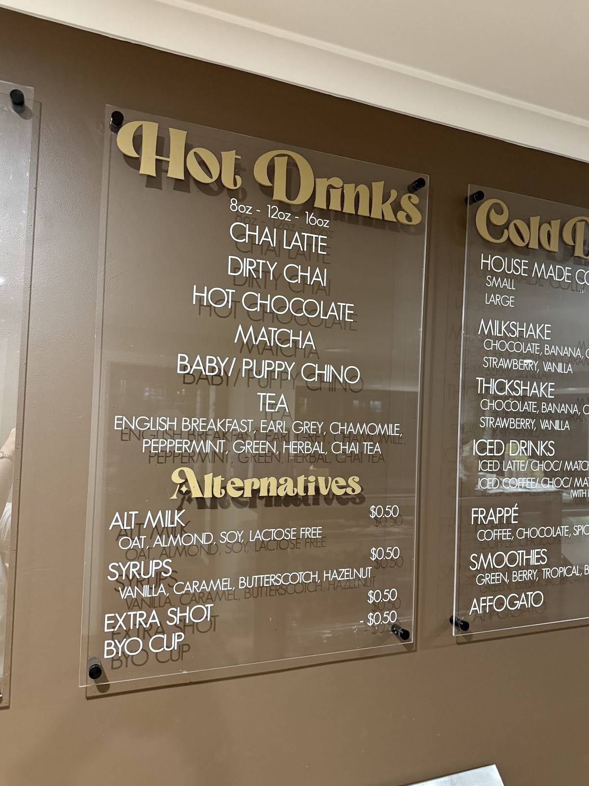 Menu at Barossa Beans and Cream, Tanunda
