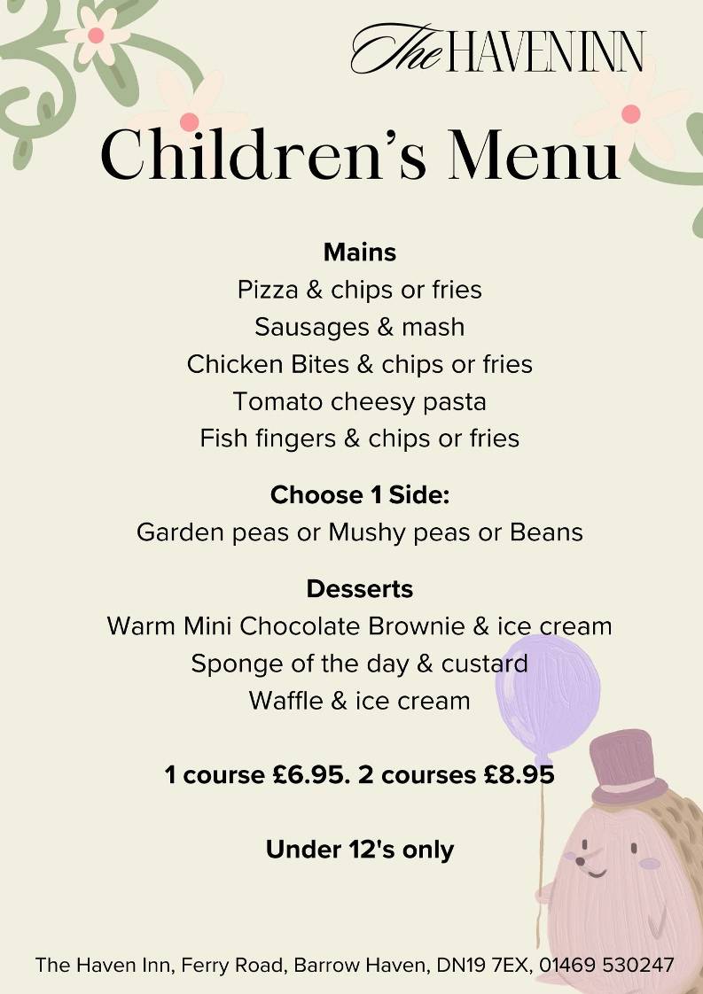 Menu at Haven Inn pub & bar, Barrow upon Humber