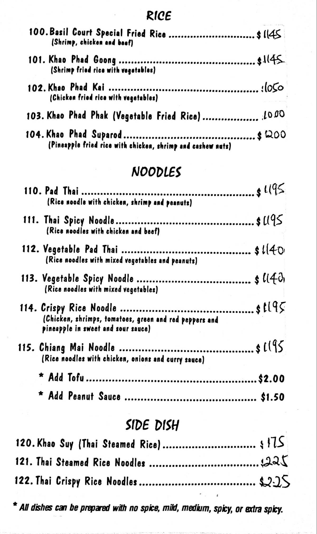 Menu at Basil Court Restaurant, Windsor