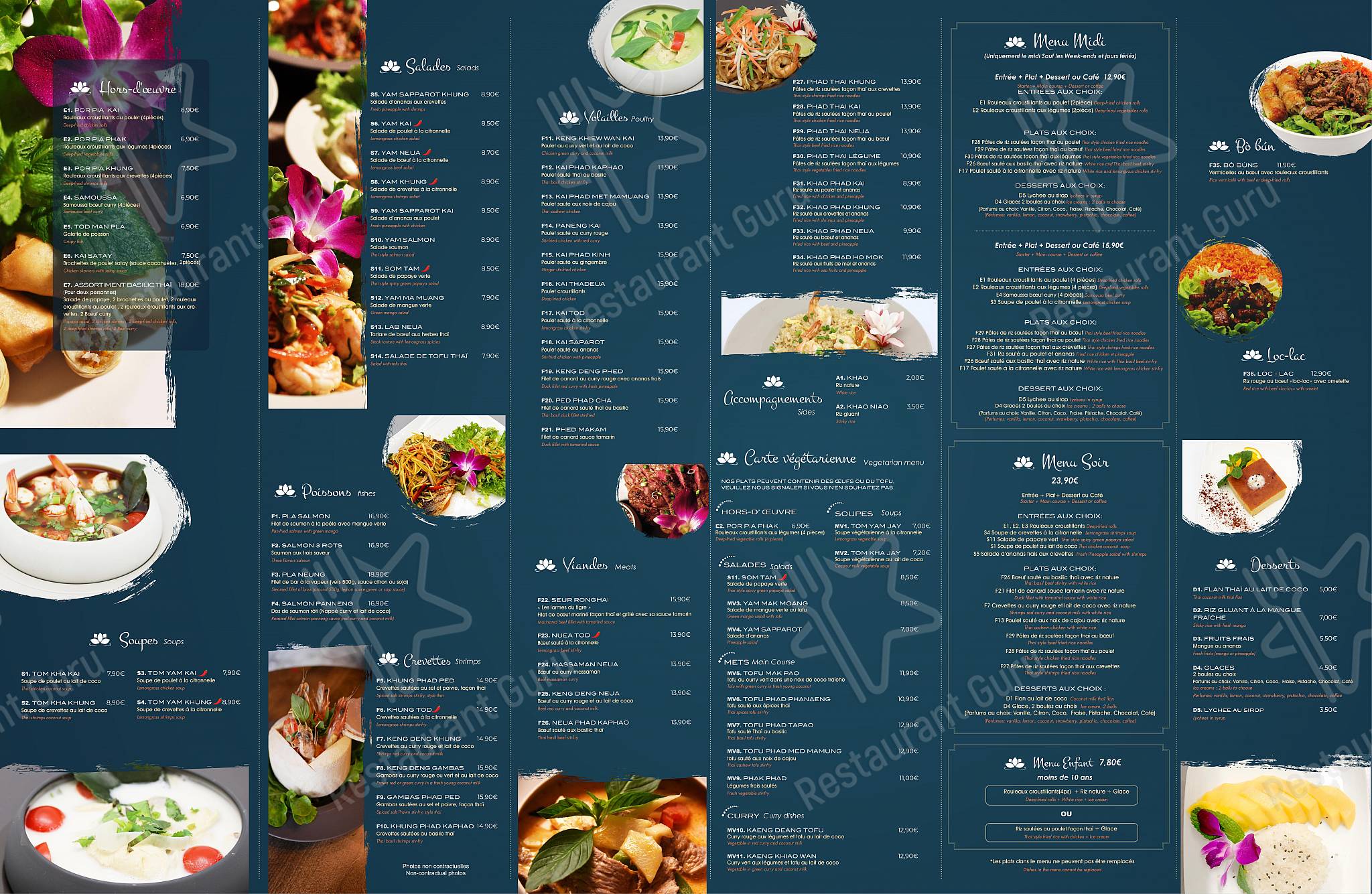 Menu au Basilic Thaï restaurant, Claye-Souilly