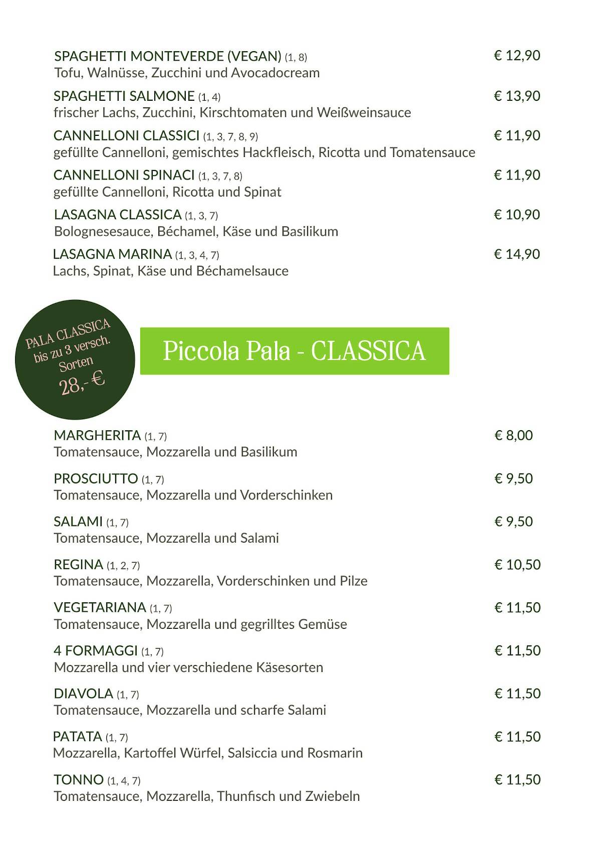 Speisekarte von Basilico - Pizza, Pasta & Italian Street Food, Grafing ...