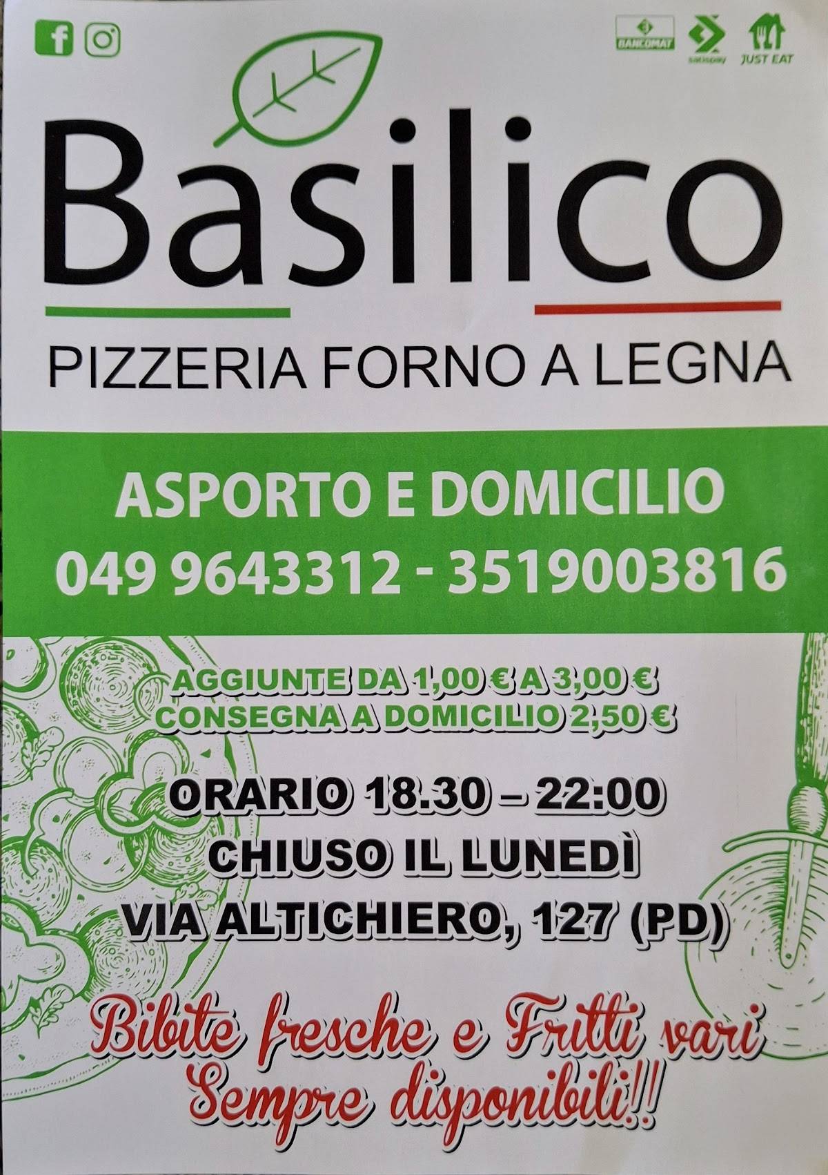 Menu at Basilico Pizzeria, Padua