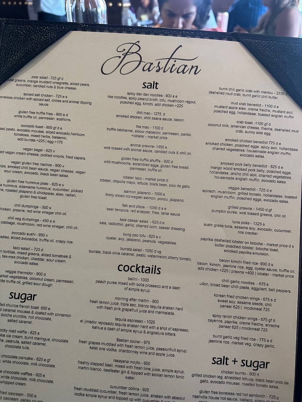Menu at Bastian, Bandra, Mumbai, Kamal Building
