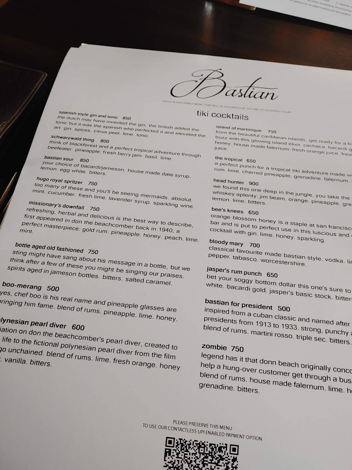 Menu at Bastian, Bandra, Mumbai, Kamal Building