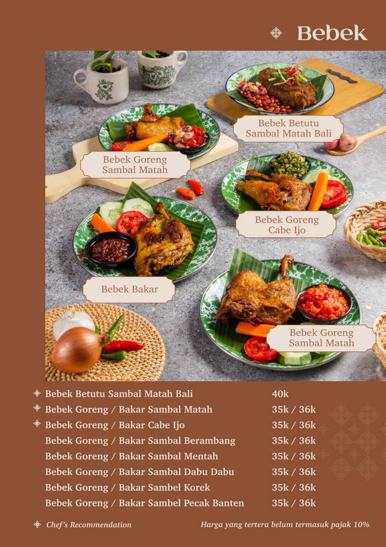 Menu at Bhinneka Indonesian Resto & Cafe, Batam