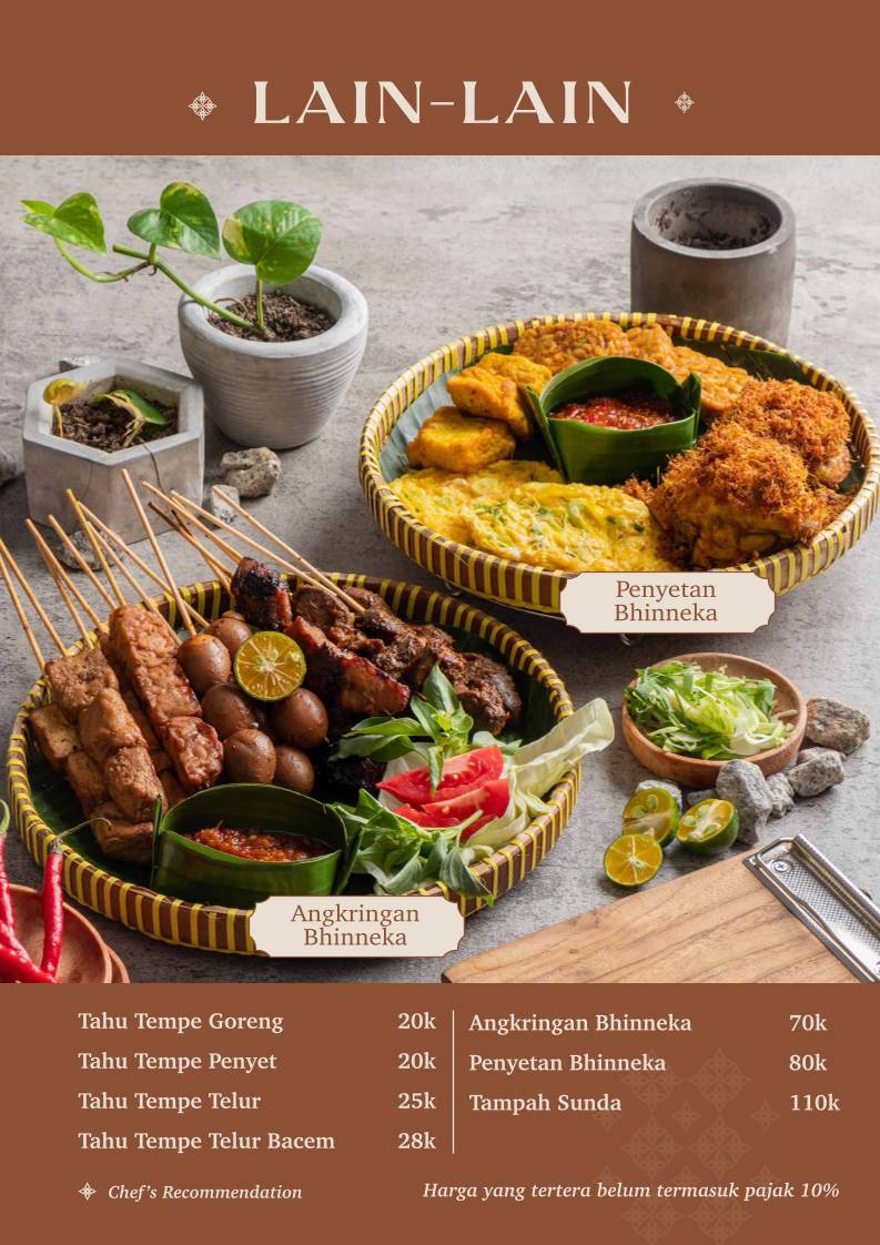 Menu at Bhinneka Indonesian Resto & Cafe, Batam