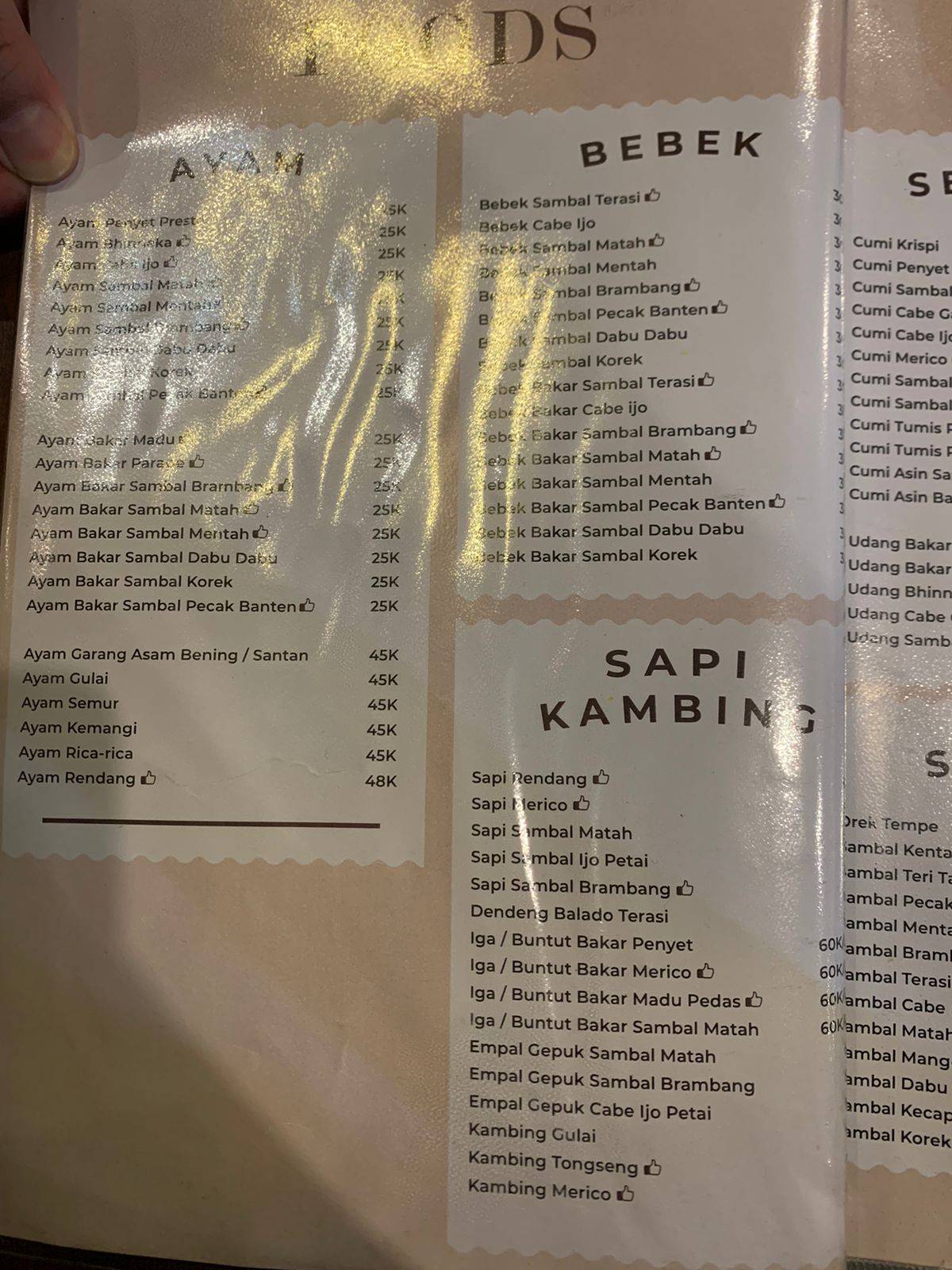 Menu at Bhinneka Indonesian Resto & Cafe, Batam